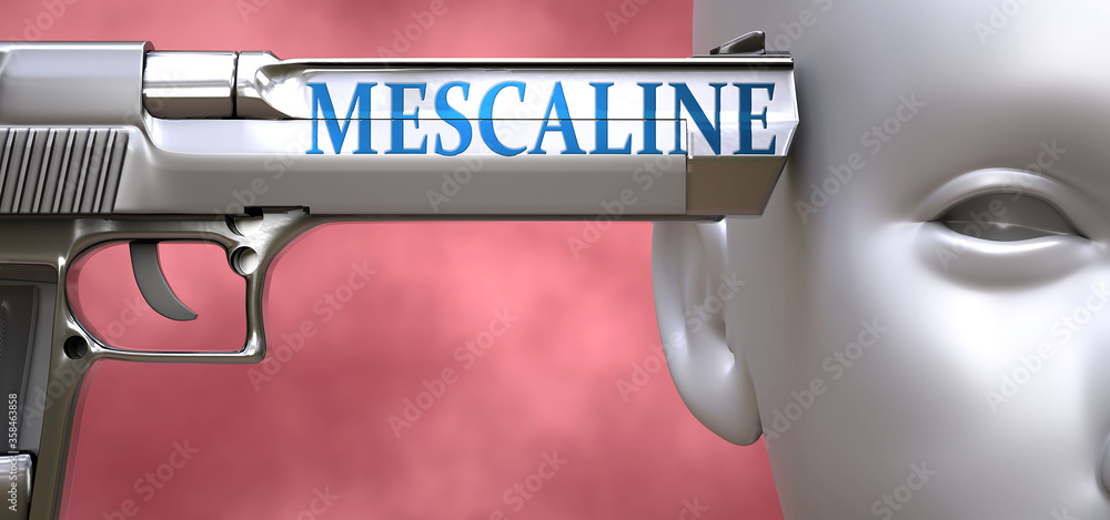 Mescaline can be dangerous or deadly for people - pictured as word ...