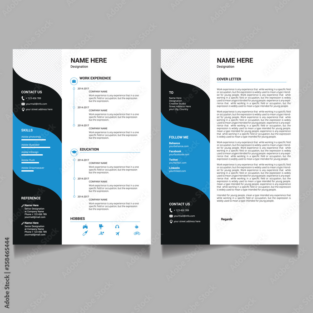 CV templates. Professional resume letterhead, personal description ...