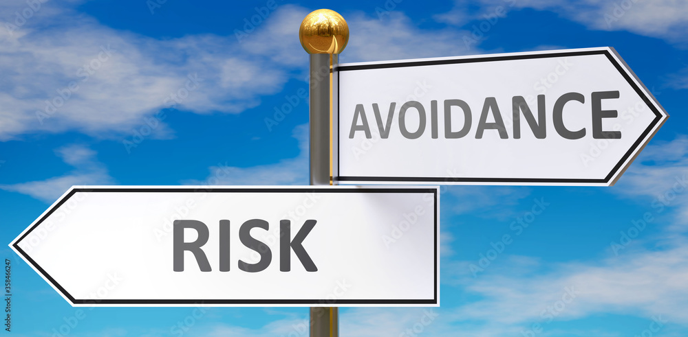 Risk and avoidance as different choices in life - pictured as words ...