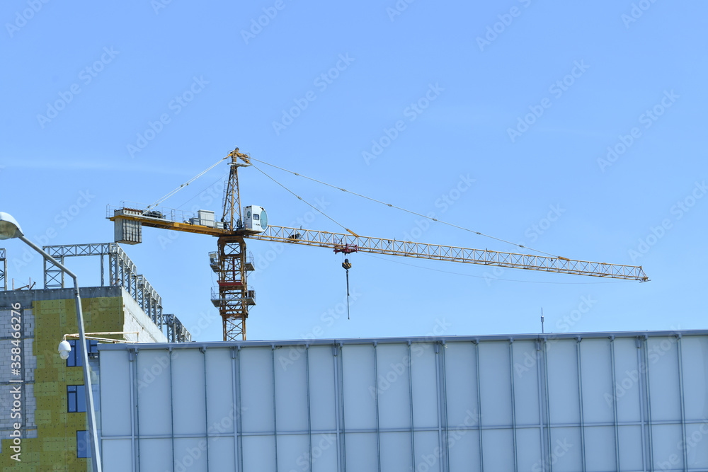 crane, construction, building, sky, industry, blue, tower, steel, site ...