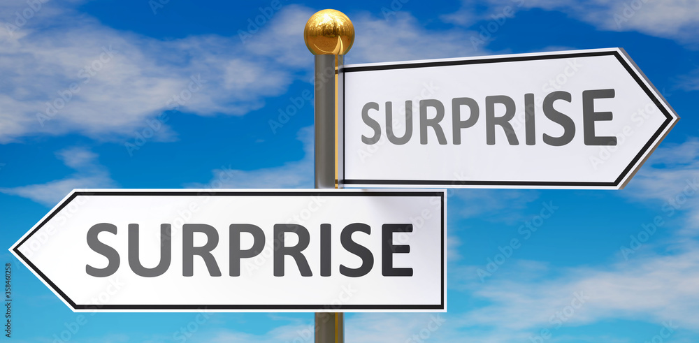 Surprise and surprise as different choices in life - pictured as words ...