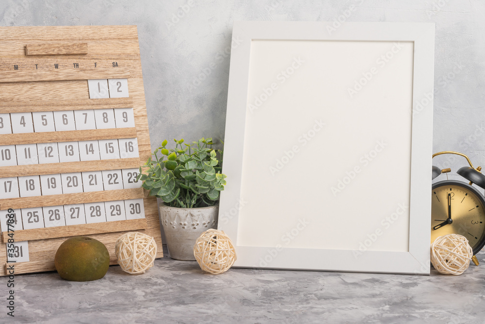 White blank picture for lettering or design, against the background of ...