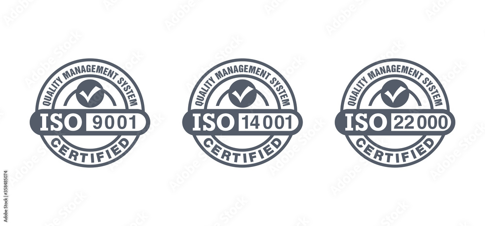 ISO 9001, 14001 and 22000 certified stamps collection - quality ...