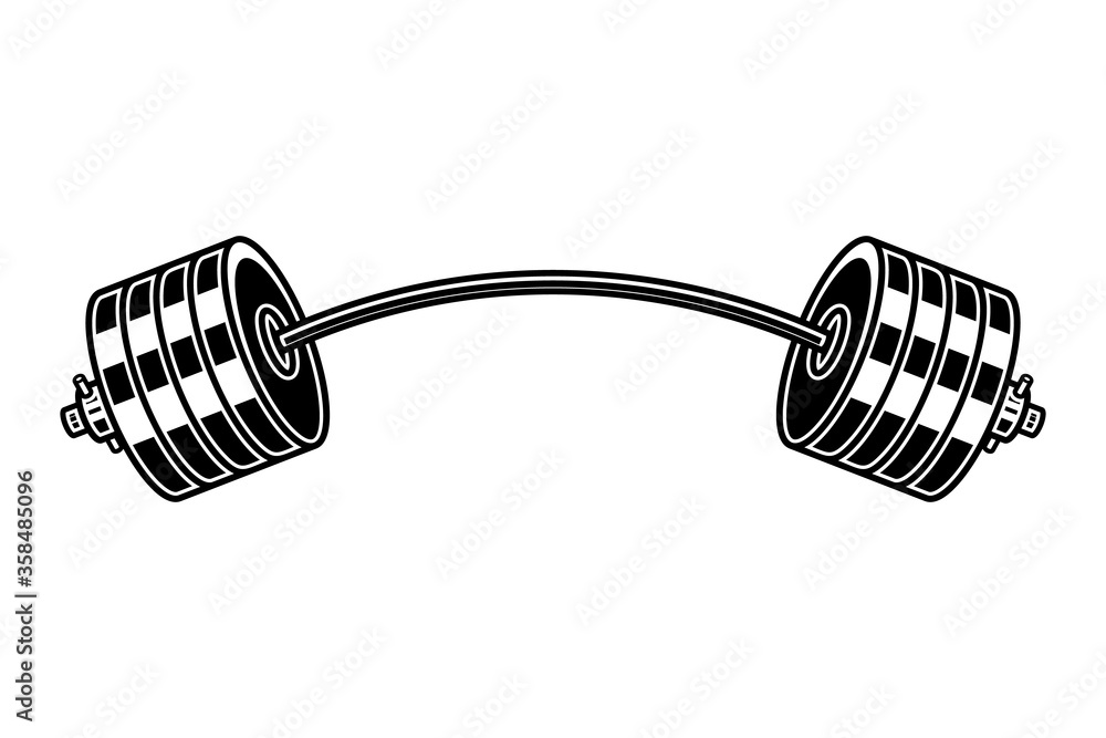 Illustration of heavy athletic barbell in engraving style. Design ...