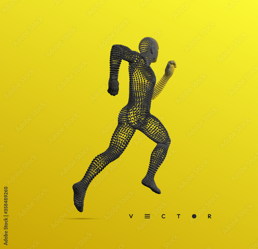 Running man or marathon runner. 3D human body model. Design for sport ...