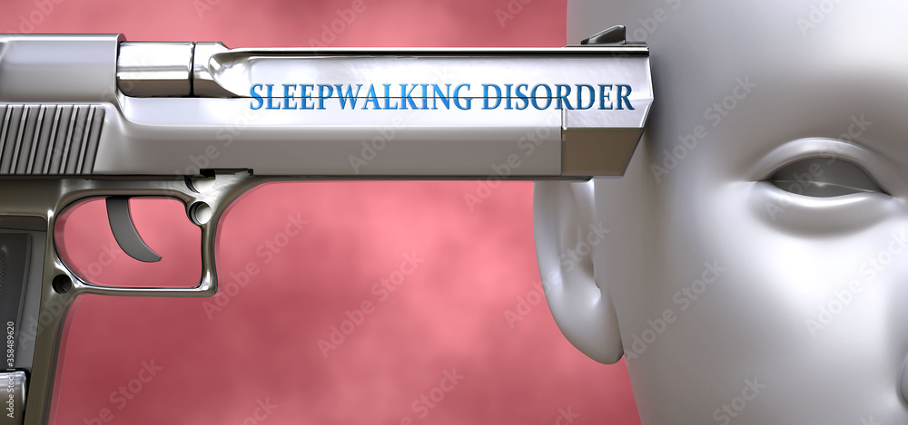 Sleepwalking disorder can be dangerous - pictured as word Sleepwalking ...