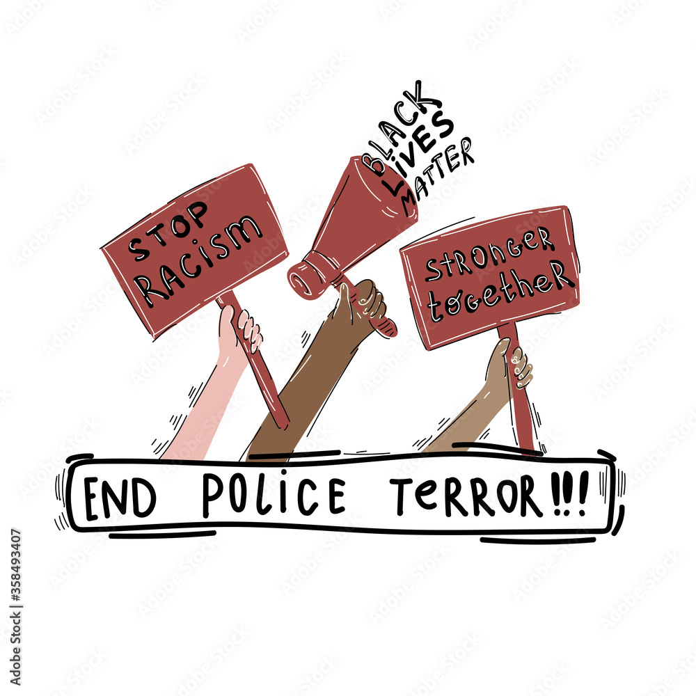 Stop terror,Black lives matter and defund the police sign holding by ...