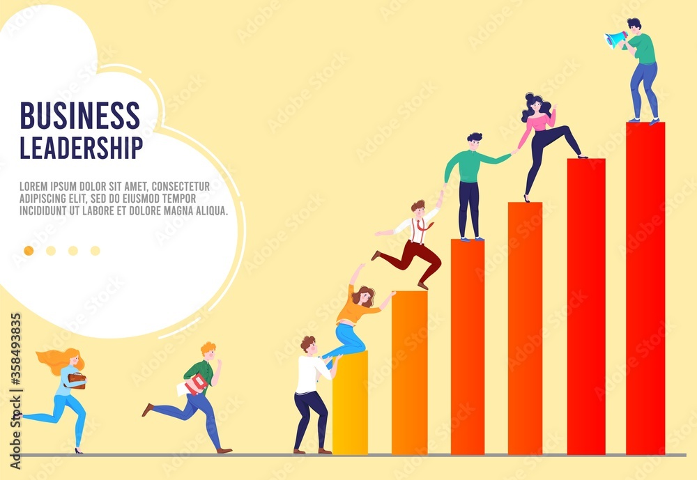 Business leadership vector illustration. Cartoon flat tiny business ...