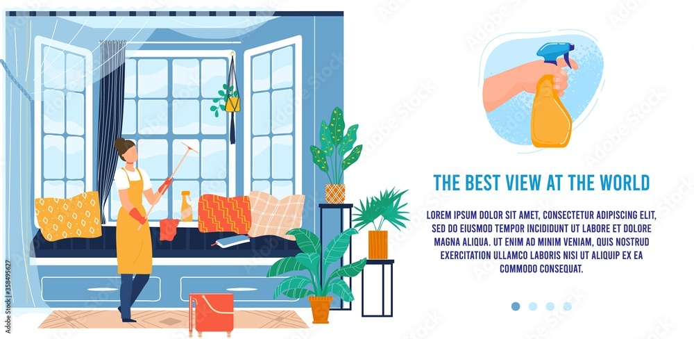 Cleaning service vector illustration. Cartoon flat woman cleaner ...
