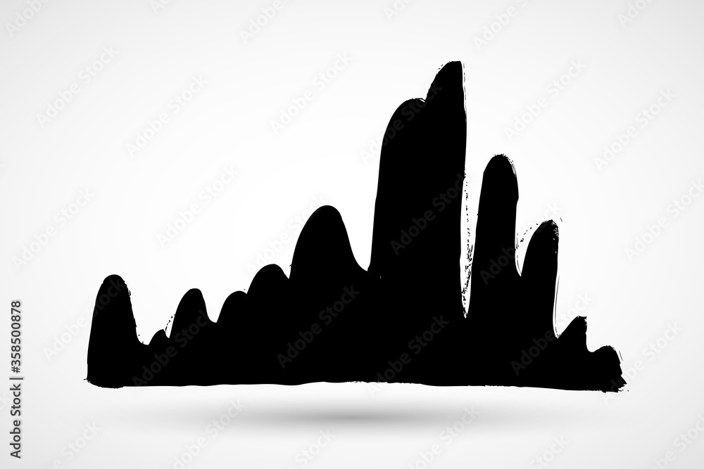 Hand drawn sound waves illustration. Marker or brush ink grunge hand ...