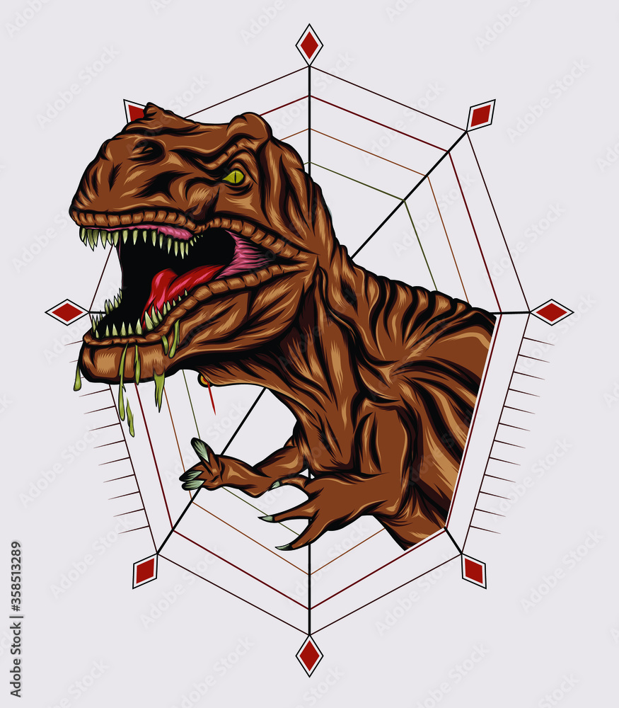 Vector t-rex who was very angry, staring and grinning. dinosaur ...