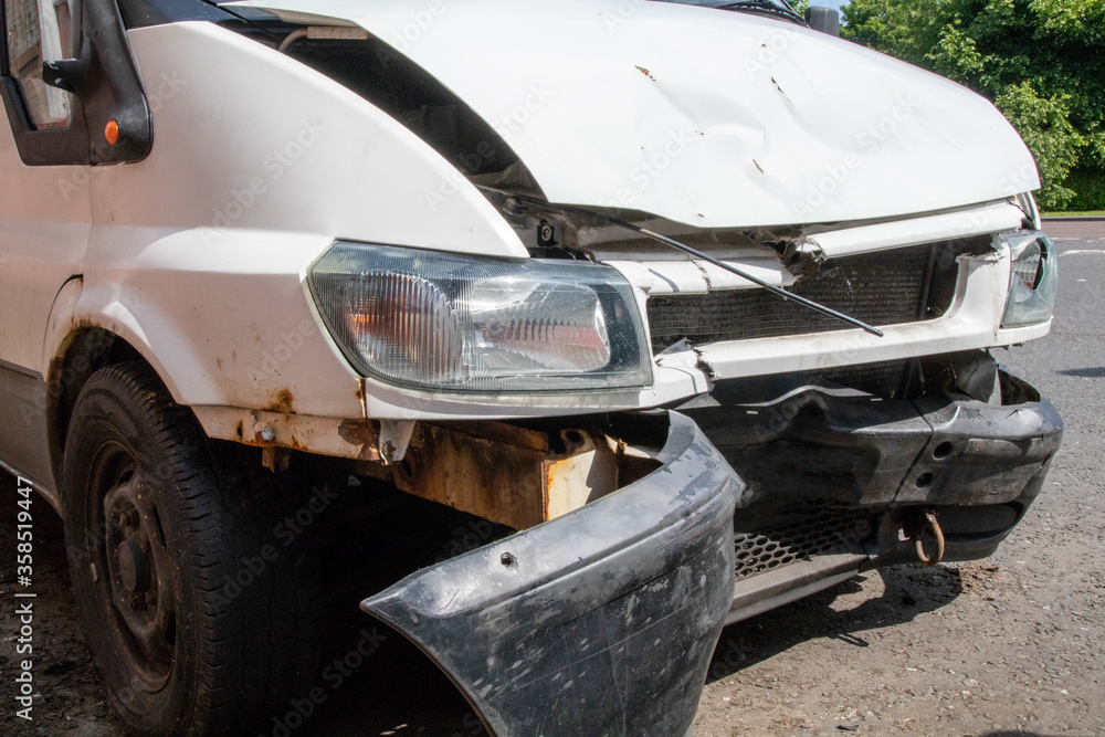Crashed Ford transit van front bumper Stock Photo | Adobe Stock