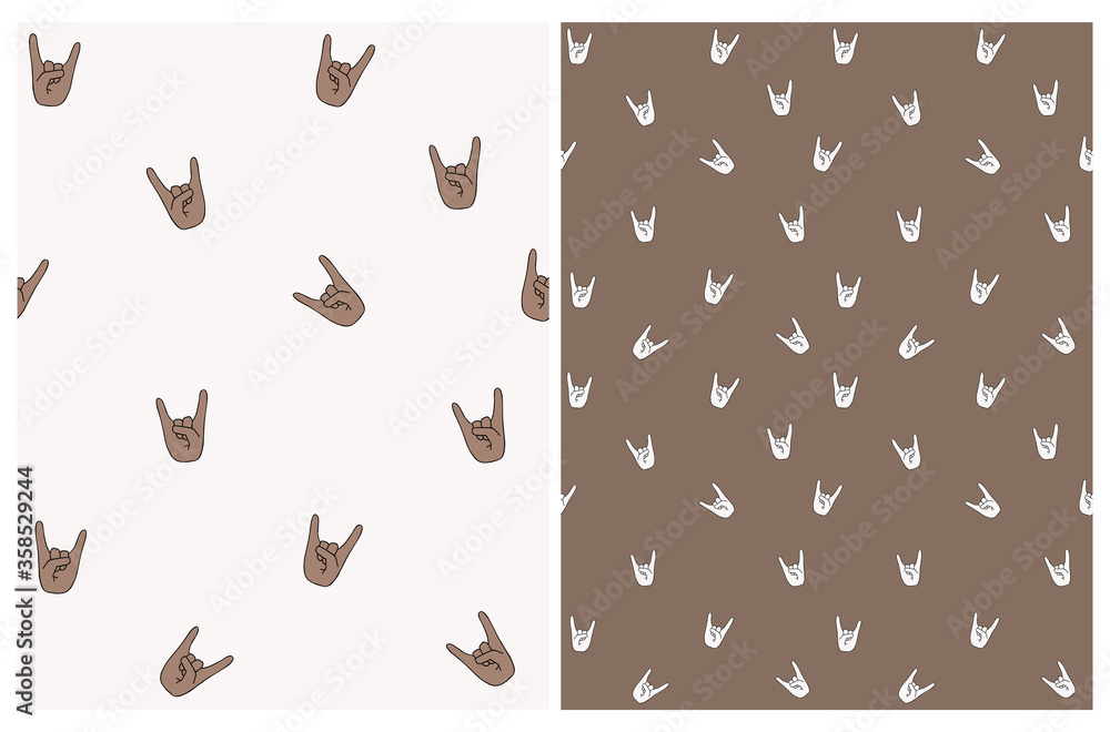 Seamless Vector Pattern with Hell Yeah Symbol. Brown Hands on a Off ...