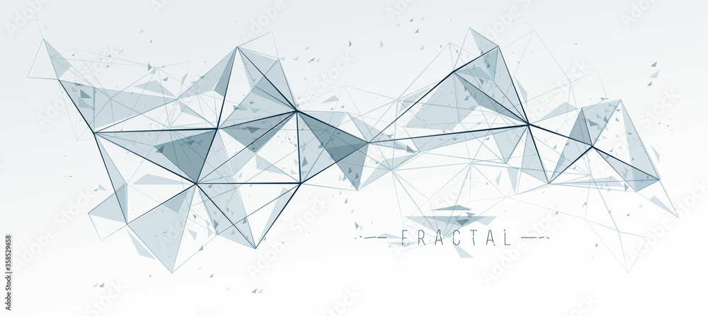 Mesh Object Fractal Design With Connected Lines Vector Abstract Background Low Poly Polygonal