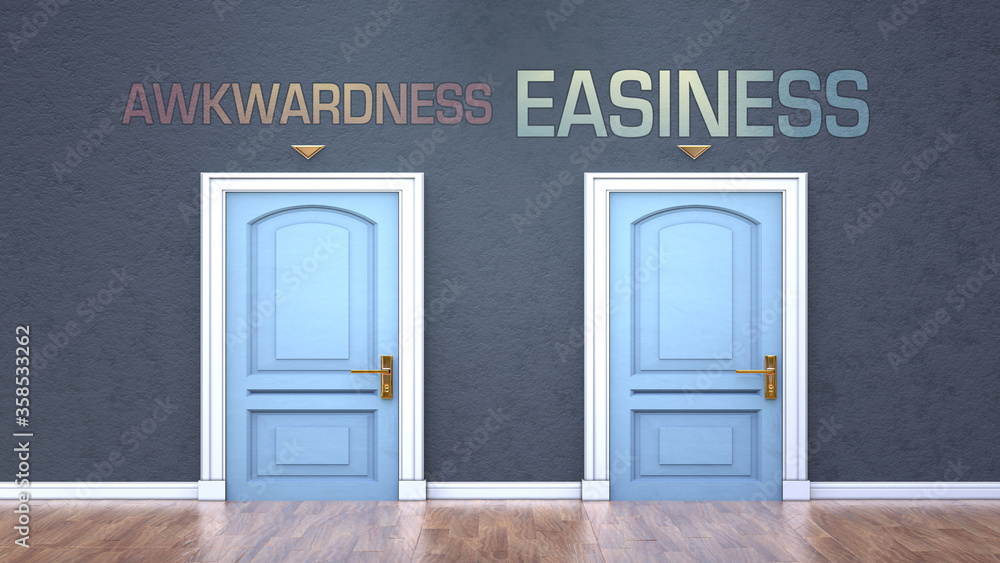 Poster Awkwardness and easiness as a choice - pictured as words ...