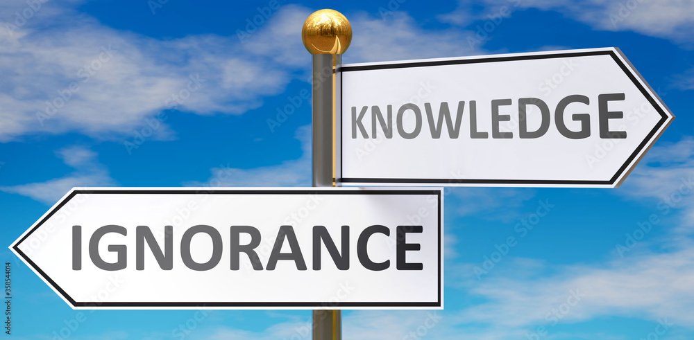 Ignorance and knowledge as different choices in life - pictured as ...