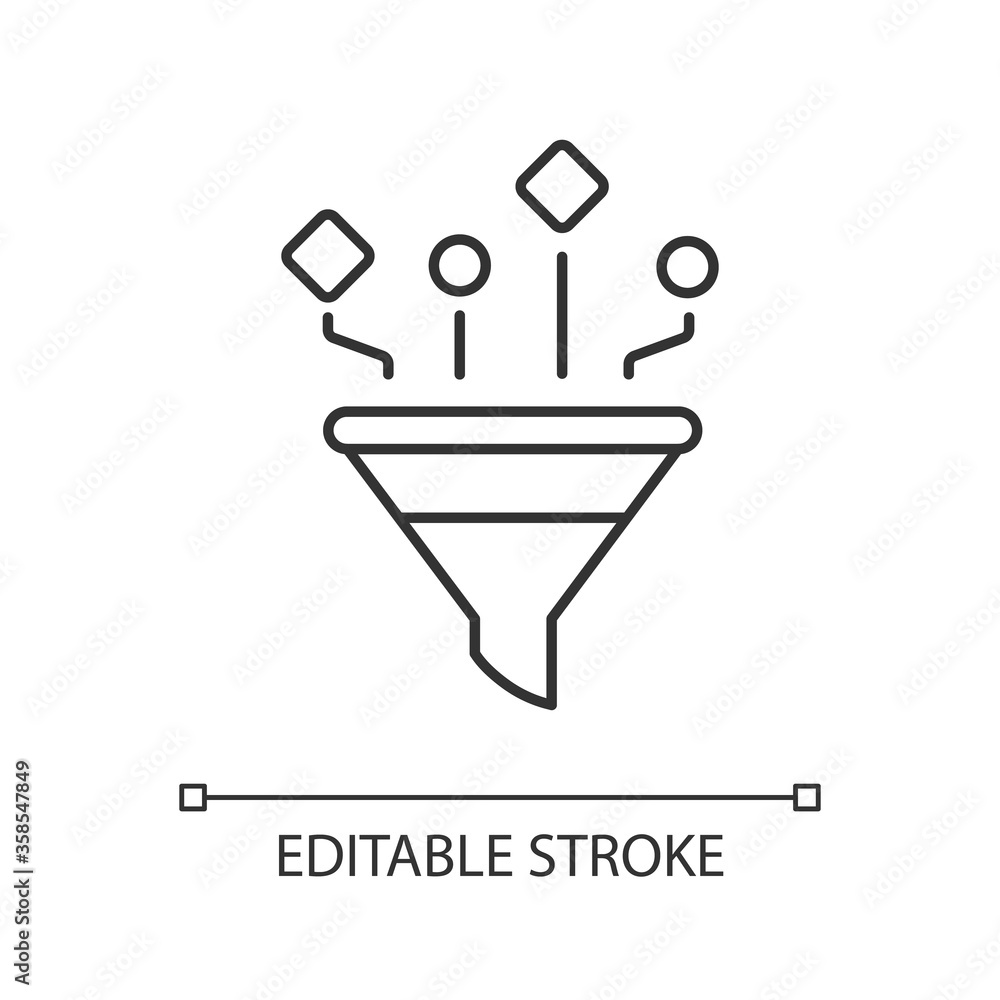 Content filtering linear icon. Internet traffic management thin line ...