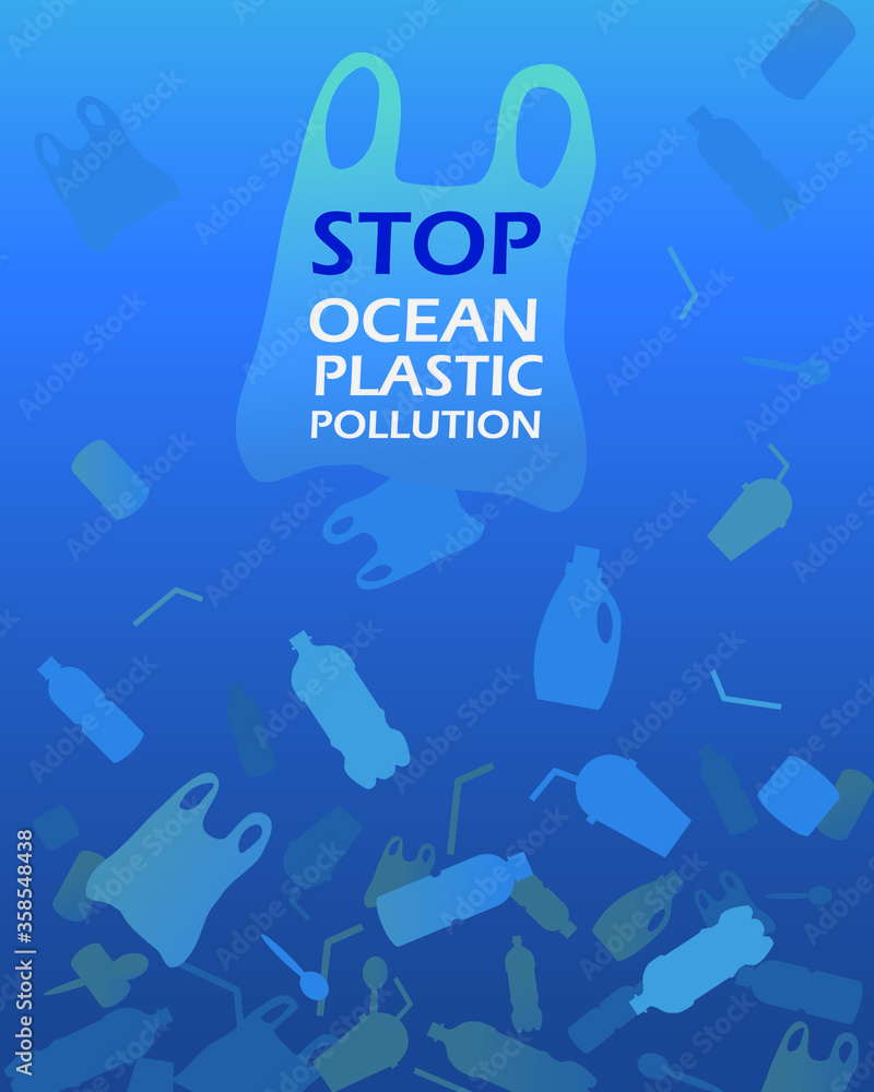 Stop Ocean Plastic Pollution Ecological Poster Stock Vector Adobe Stock
