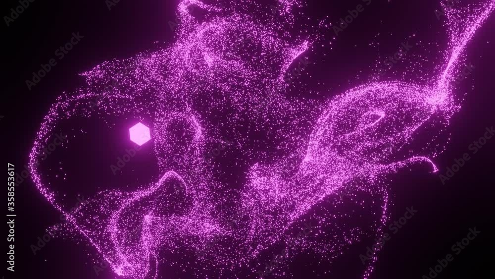 HD video of the pink particle energy moving with a light. Abstract ...