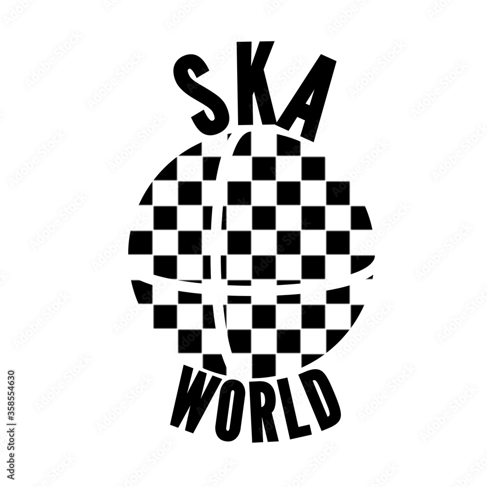 Ska world logo with typical striking checkered pattern globe Stock ...
