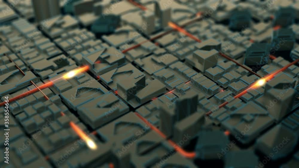 Artificial Intelligence data transmission futuristic virtual abstract ...