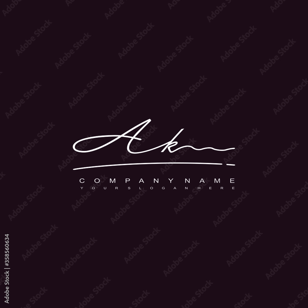 AK initials signature logo. Handwriting logo vector templates. Hand ...