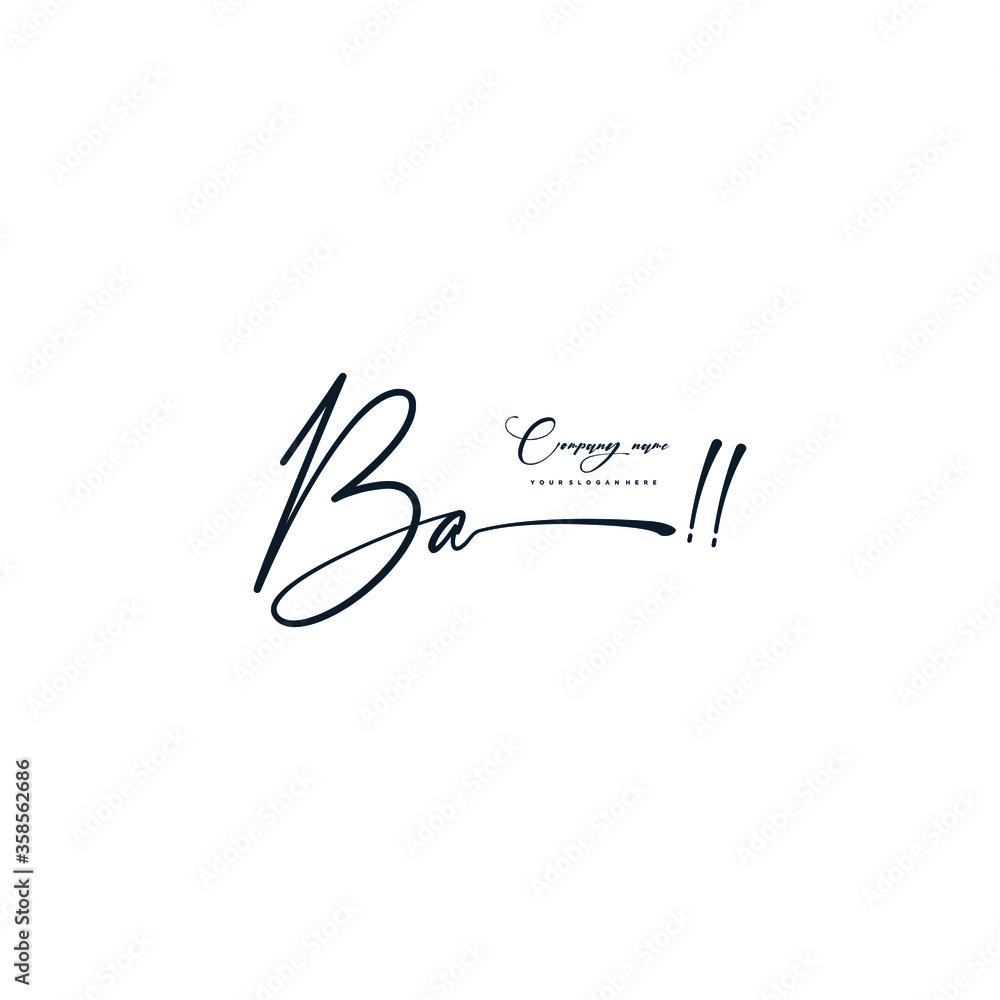 BA initials signature logo. Handwriting logo vector templates. Hand ...