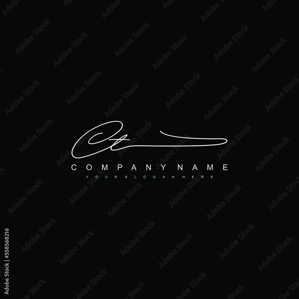 CT initials signature logo. Handwriting logo vector templates. Hand ...