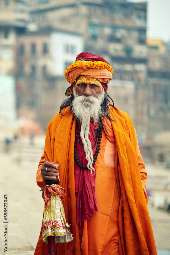 Portrait of Indian Sadhu baba. Varanasi Stock Photo | Adobe Stock