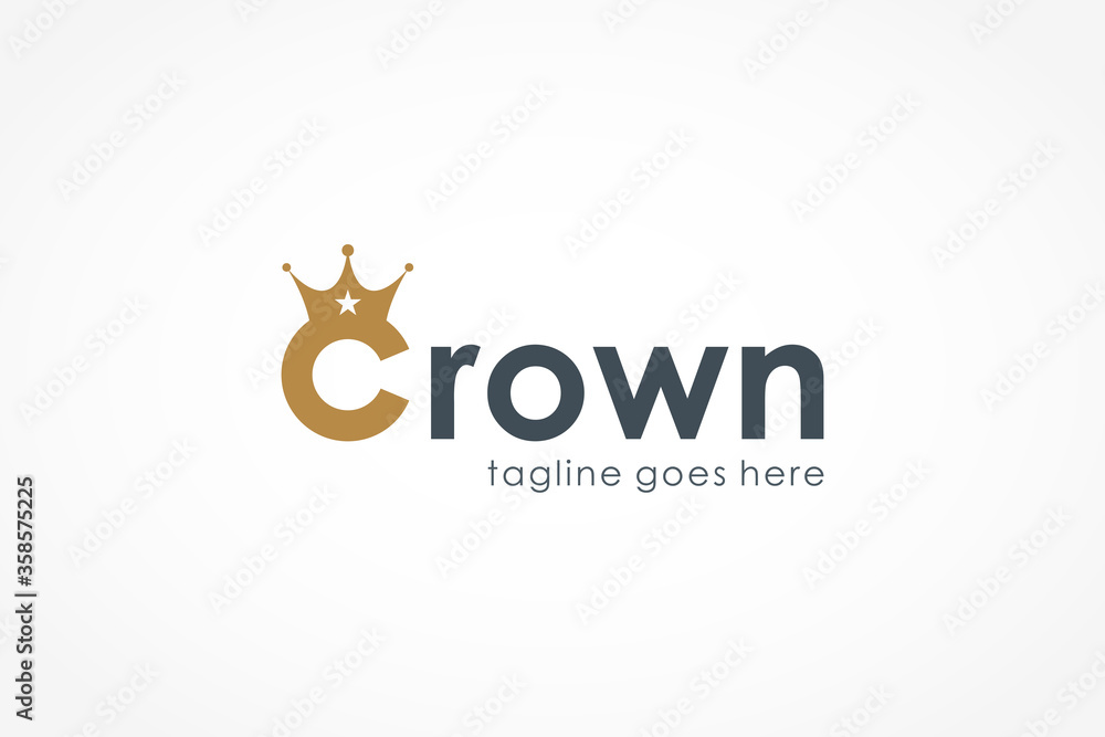 Crown Logo. Gold Shape Initial Letter C with Crown Icon Combination ...