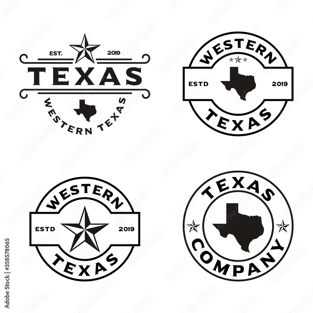 Vetor de Vintage Retro Western Country Emblem Texas Logo design do ...
