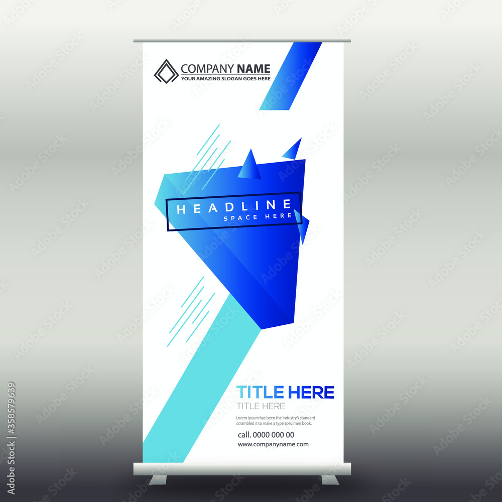 Blue Abstract Roll Up Stand Vector Stock Vector | Adobe Stock