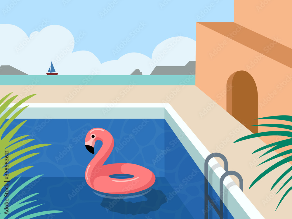 플라밍고 튜브, 수영장 Stock Illustration | Adobe Stock