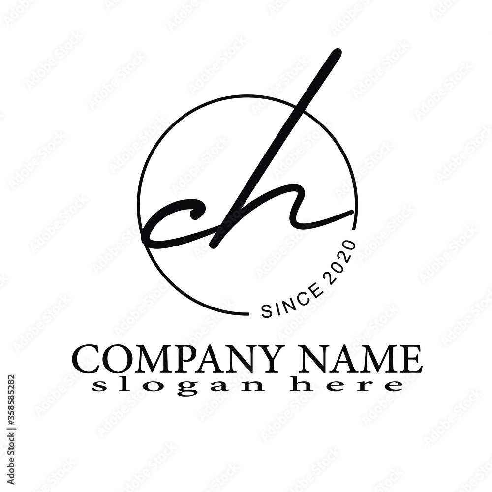 Initial Letter CH Logo Template Design minimalist your business Stock ...