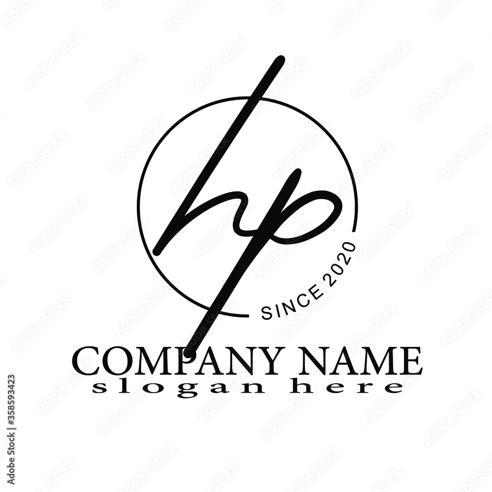 Initial Letter HP Logo Template Design minimalist your business Stock ...