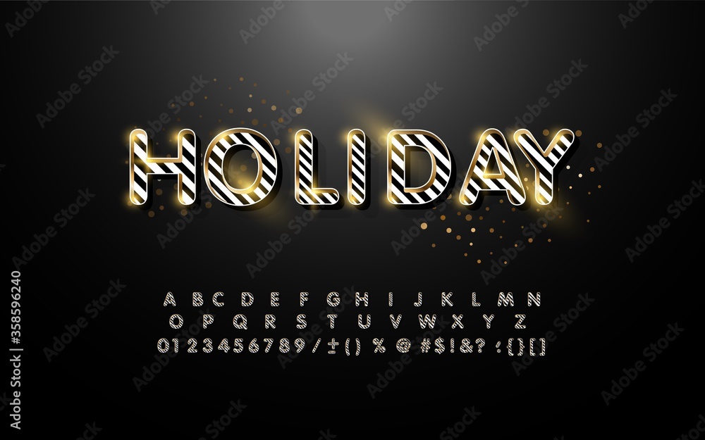 Vector set of beautiful Golden letters of the alphabet, numbers and ...