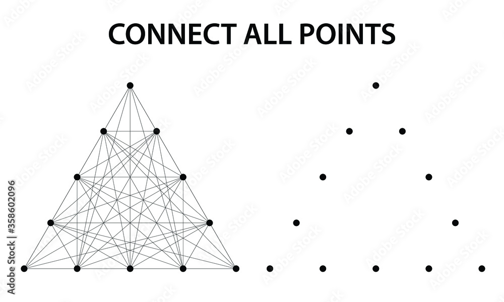 Abstract triangle shape with connecting dots and lines, connect the ...