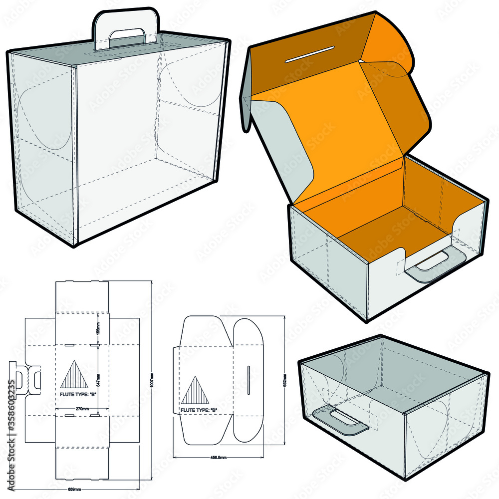 Box self assembly and Die-cut Pattern. The .eps file is full scale and ...