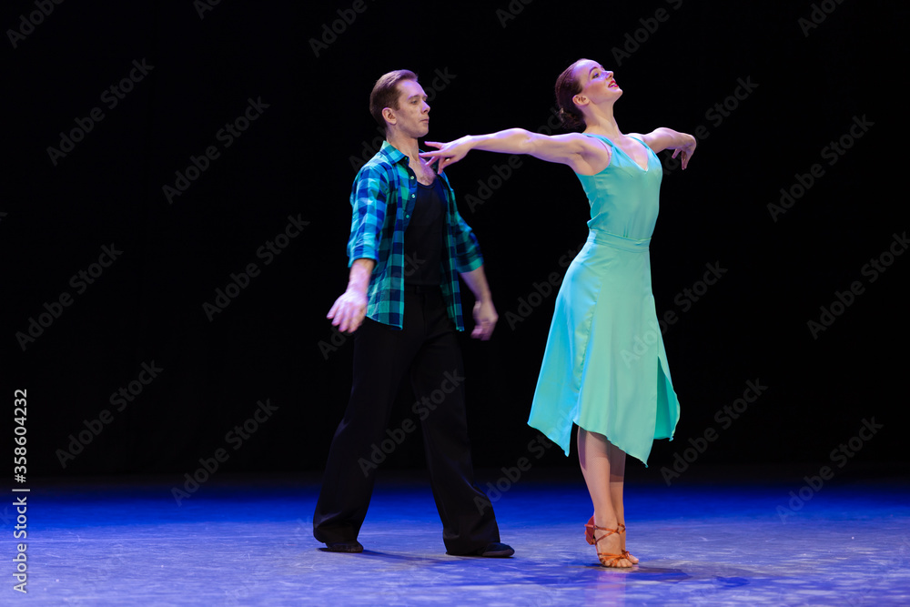 Dancers actors perform in the theater on stage in a dance show Stock ...
