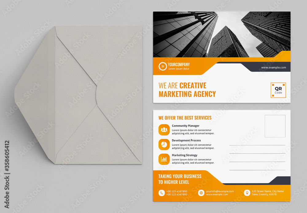 Postcard Layouts with Orange Gradient Accents Stock Template | Adobe Stock