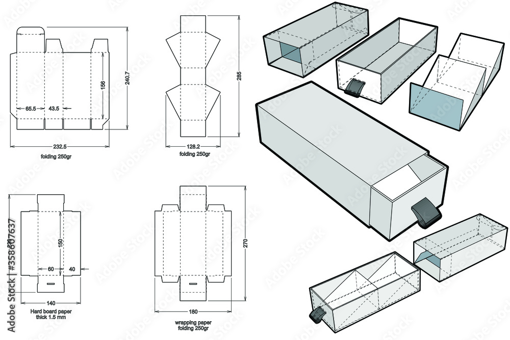 Rigid Box hard board paper and Die-cut Pattern. The .eps file is full ...