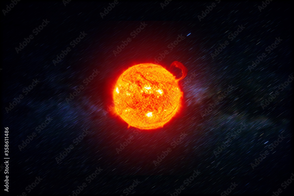 Powerful Sun in space. AThe solar prominence on the sun, solar ...