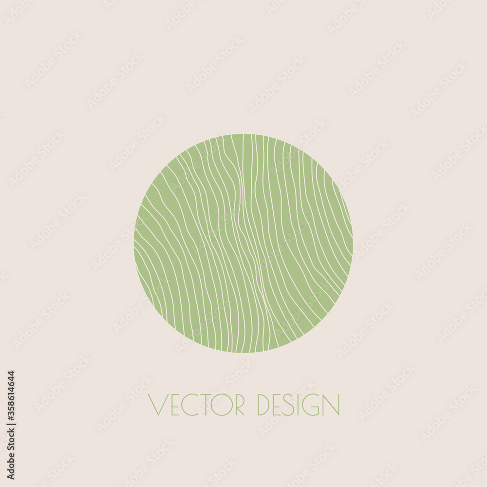 Round modern minimal logo with organic shapes with dynamic waves and ...