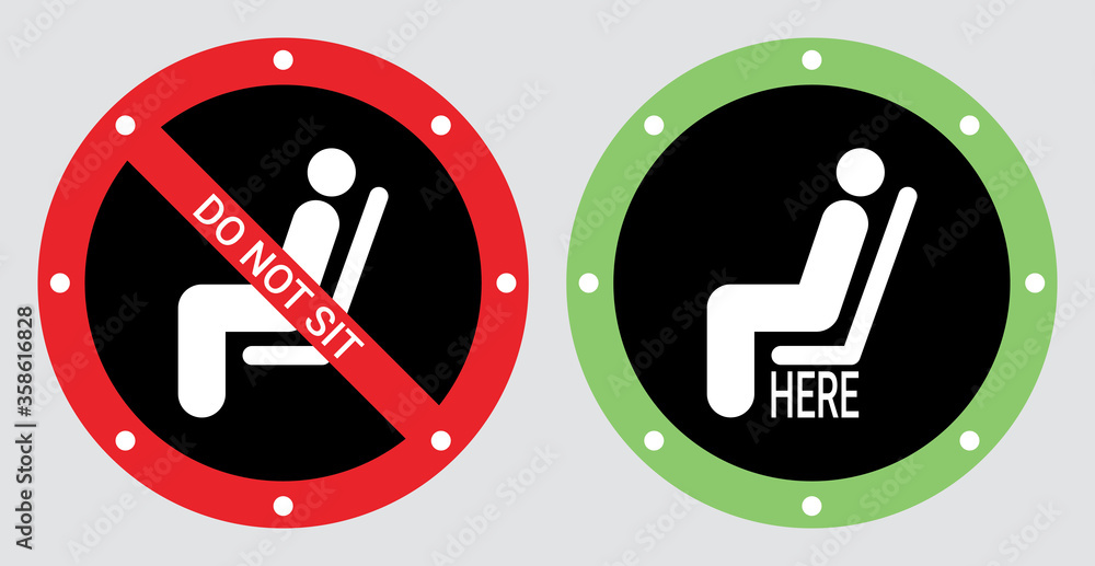Please do not sit and sit here sign to prevent from Coronavirus or ...