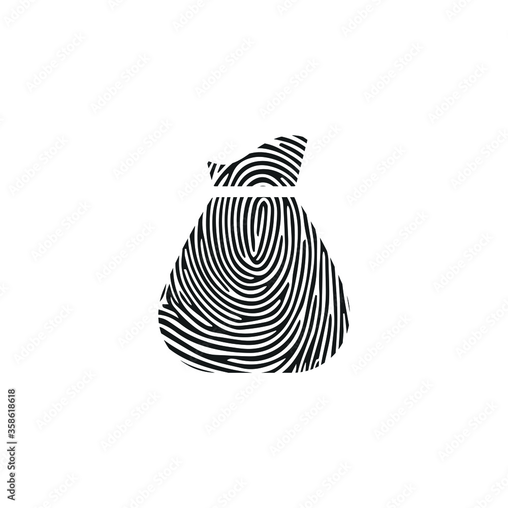Fingerprint Cash money icon. Isolated thumbprint and fingerprint Cash ...