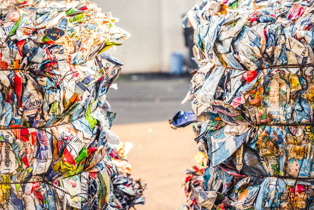 Recycling and storage of waste for further disposal, trash sorting ...