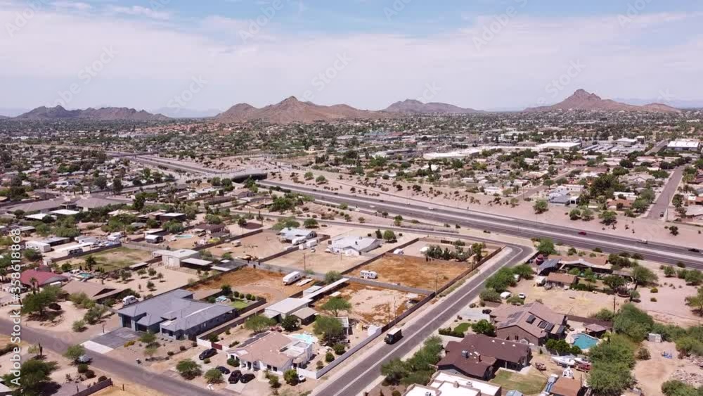 Phoenix Arizona, USA community aerial drone view of North Phoenix ...