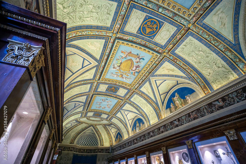Vatican, Italy - January, 4, 2020. Ceiling of the Museum of Vatican ...