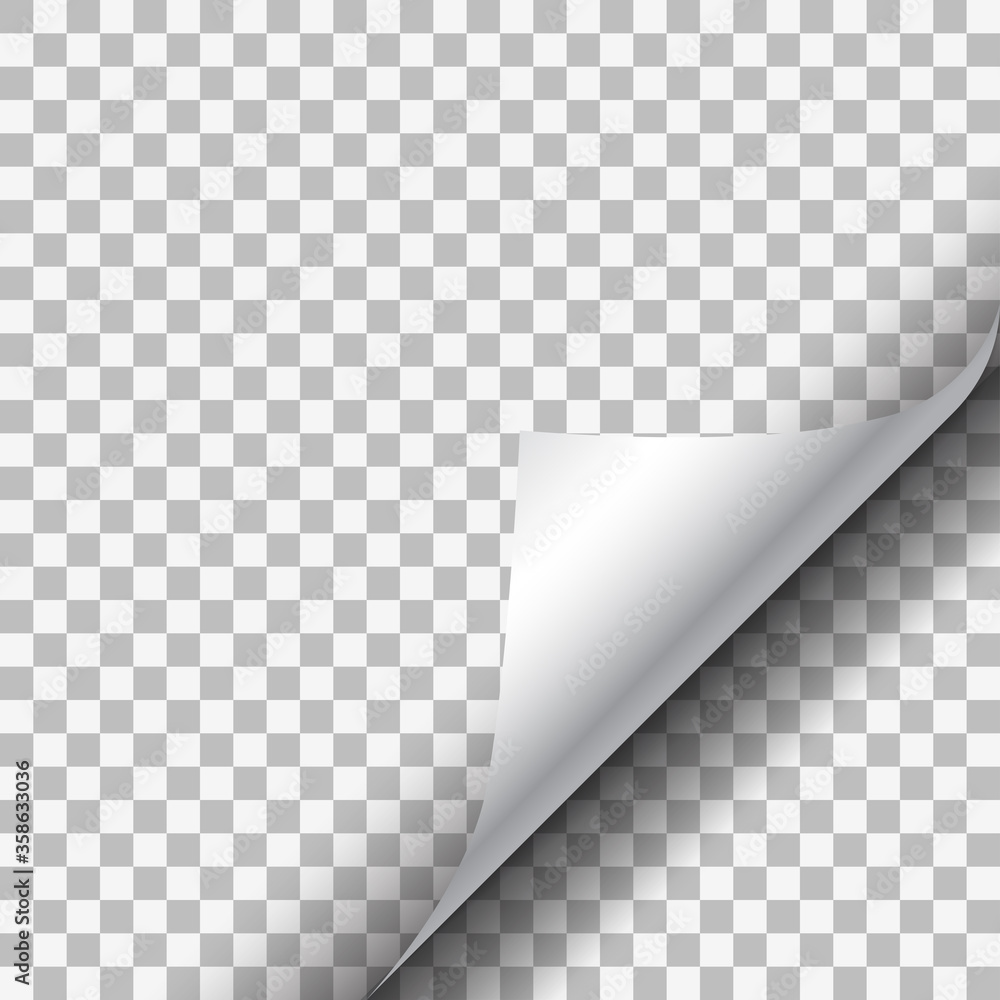 White paper corner on transparent background. Stock Vector | Adobe Stock