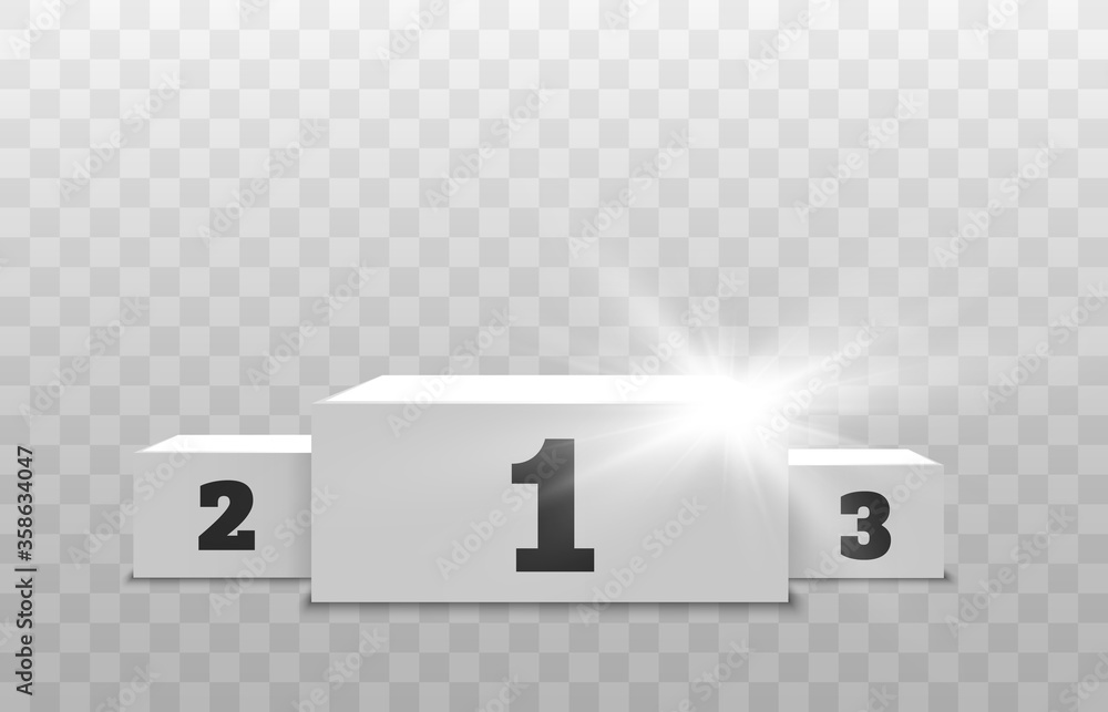 Realistic winners podium on a transparent background with beautiful ...